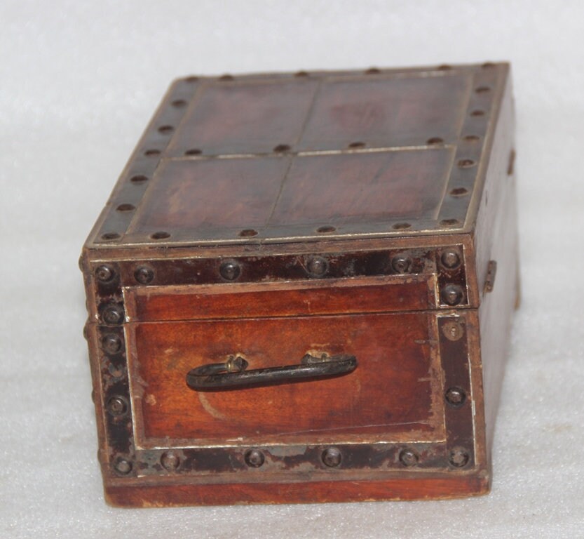 Antique Wooden Engraved Old Storage Box, 1870's Home Decor, Original ...