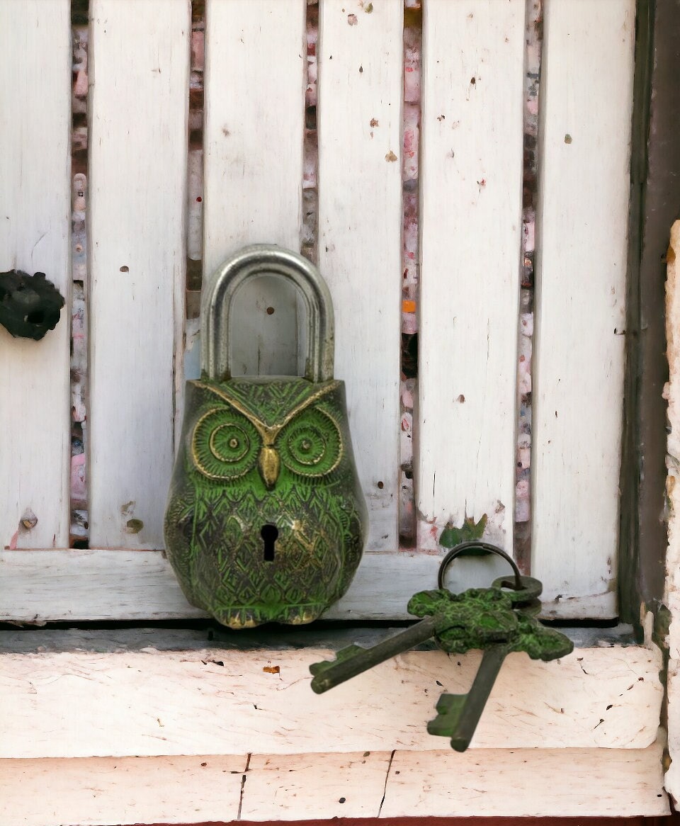 Brass Vintage Owl Pad Lock With 2 Keys, Home and Security Lock ...