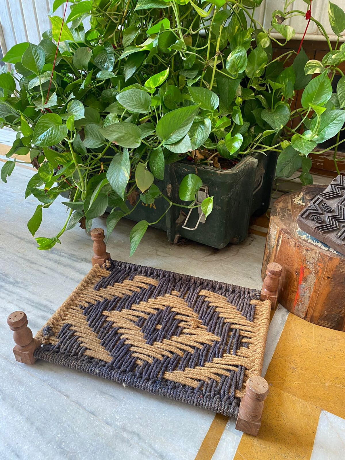 Wood Woven Rope Charpai Hand Carved Indian Home Decor Wooden - Etsy