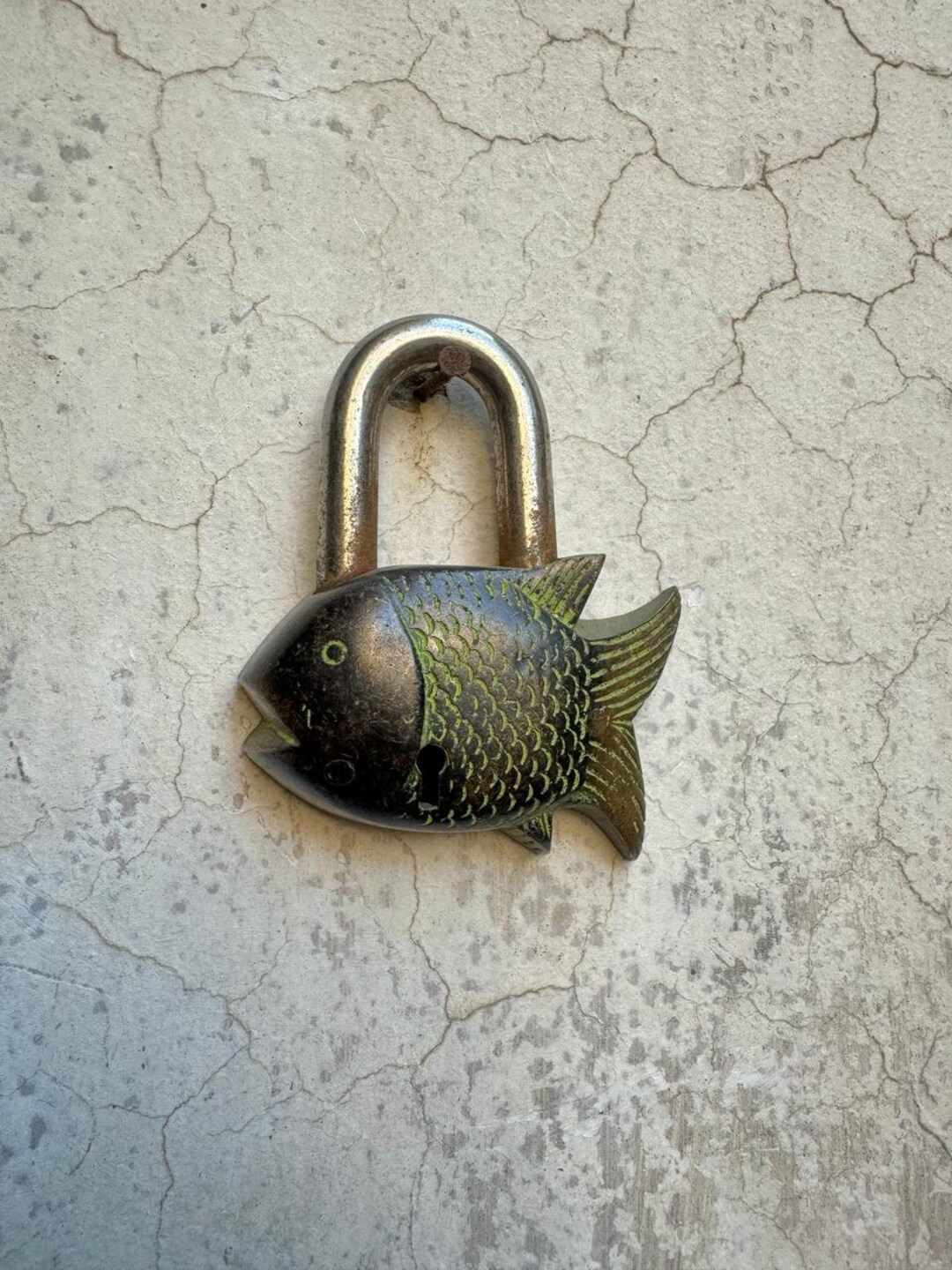 Brass Vintage Fish Pad Lock With 2 Keys, Home and Security Lock ...