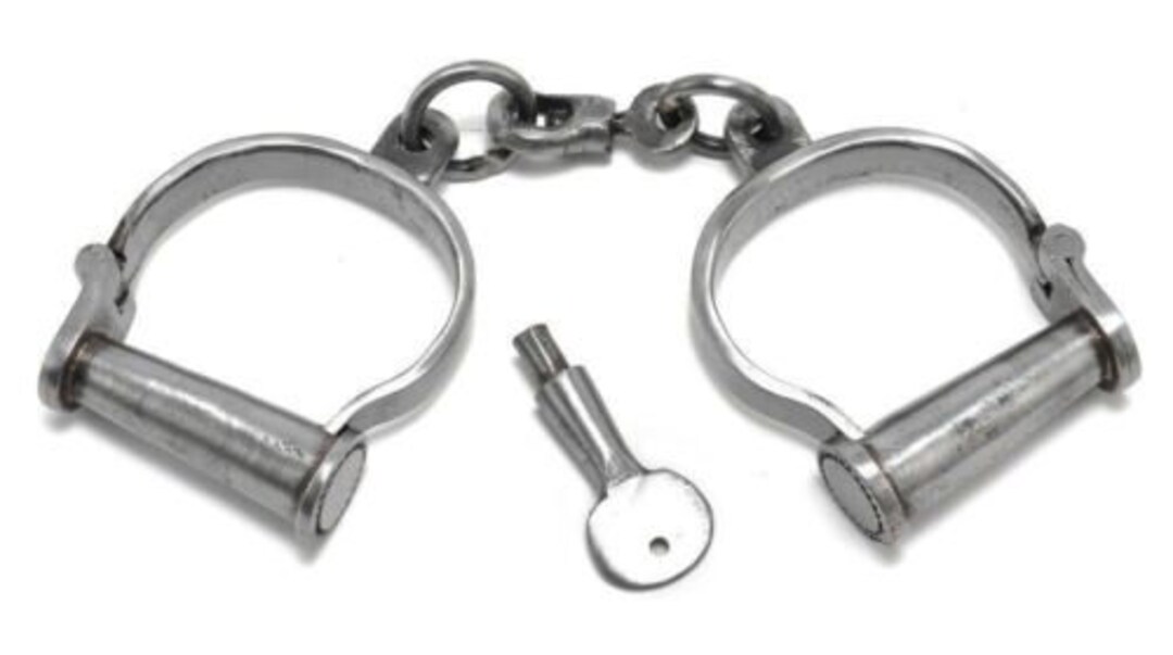 Old Hand Shackles, 19th Centurys Hand Forged Iron Cuffs, Lock System ...