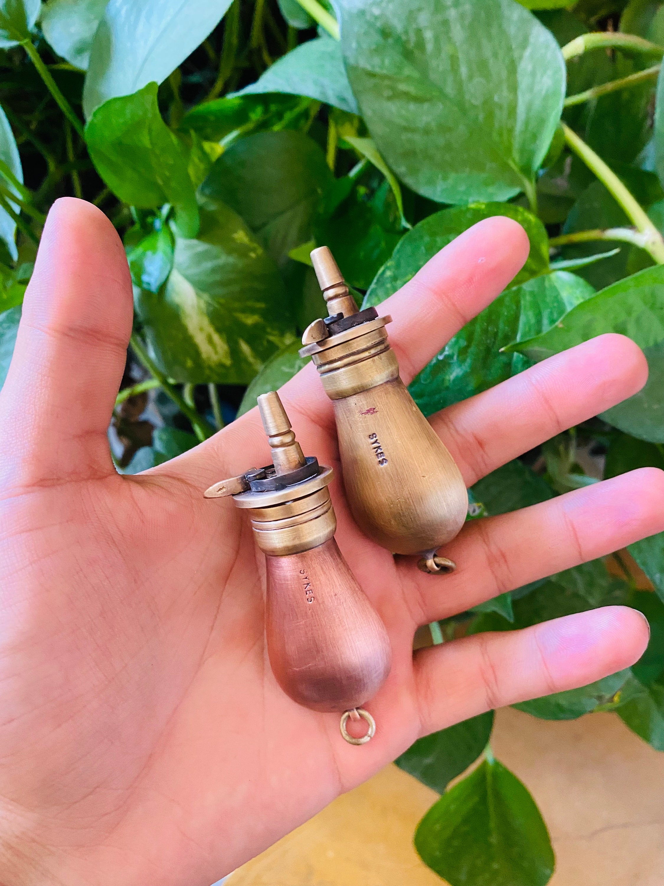 Victorian Brass & Copper Gun Powder Flask Bottle, Hand Made Old ...