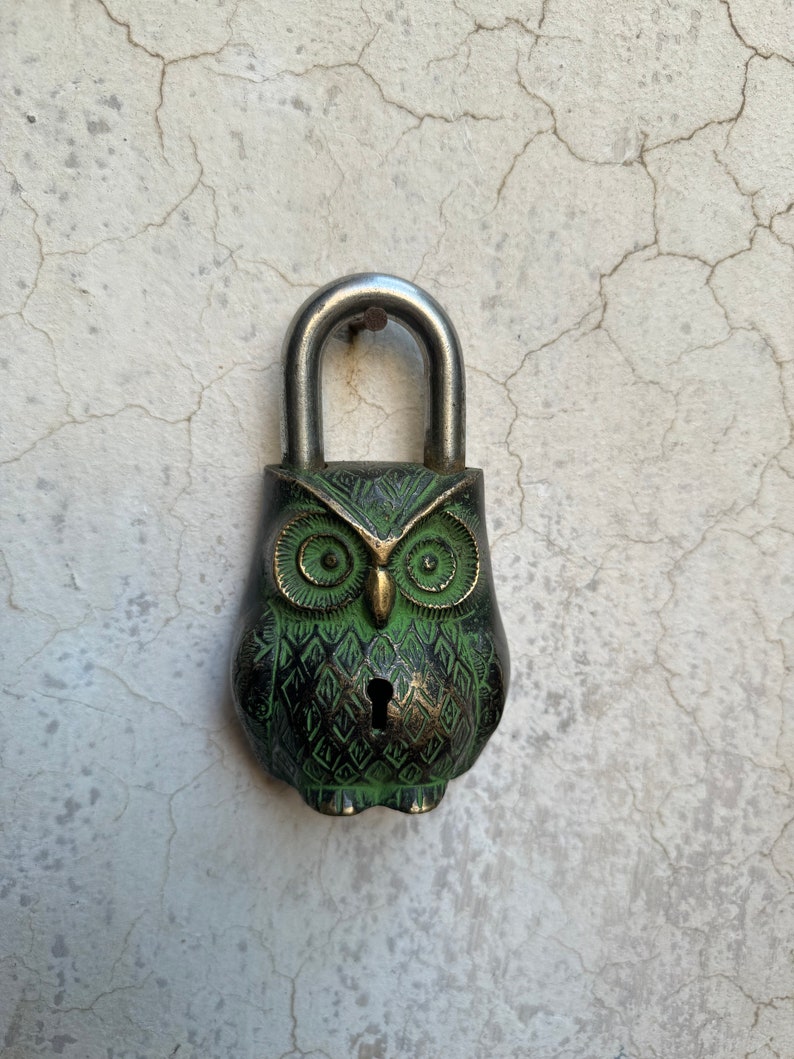 Brass Vintage Owl Pad Lock With 2 Keys, Home and Security Lock ...