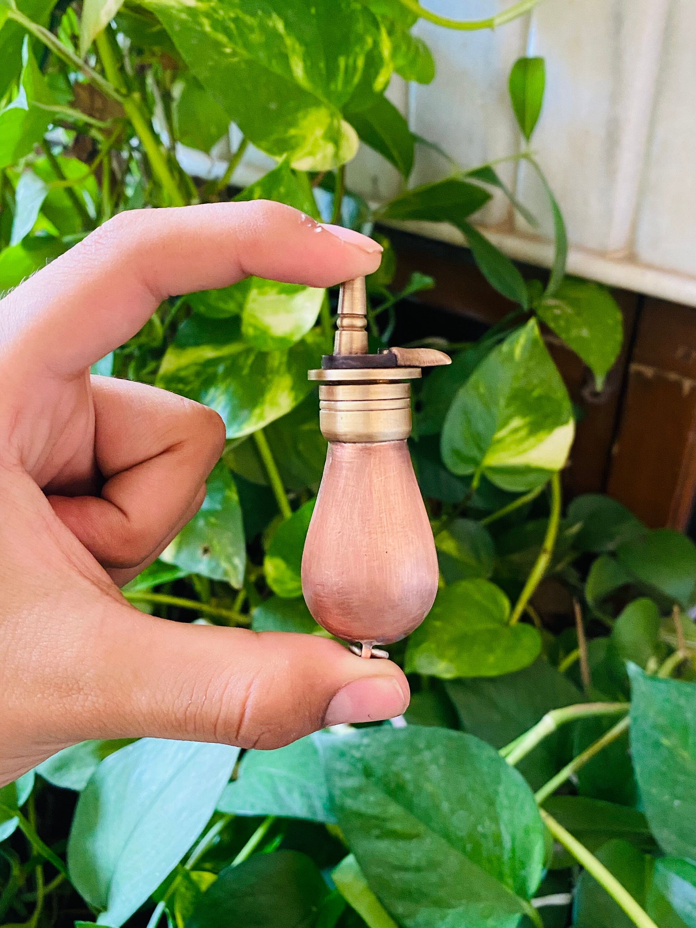 Victorian Brass & Copper Gun Powder Flask Bottle, Hand Made Old ...