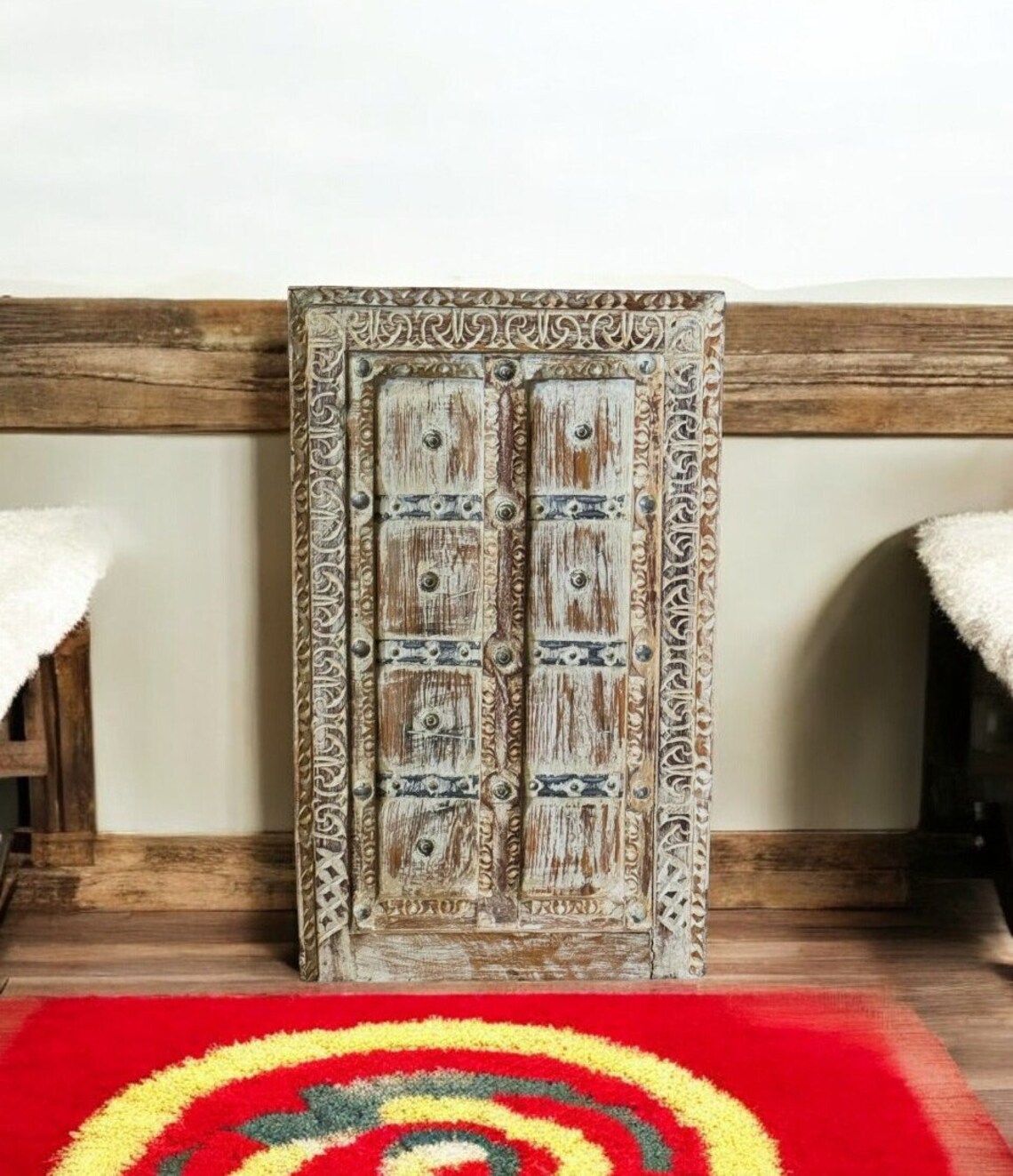 Ethnic Vintage Carved Wood & Brass Work Window/ Handmade Window/window ...