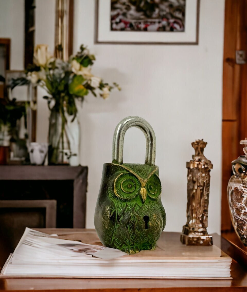 Brass Vintage Owl Pad Lock With 2 Keys, Home and Security Lock ...