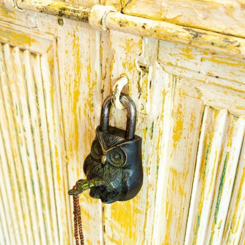 Brass Vintage Owl Pad Lock With 2 Keys, Home and Security Lock ...