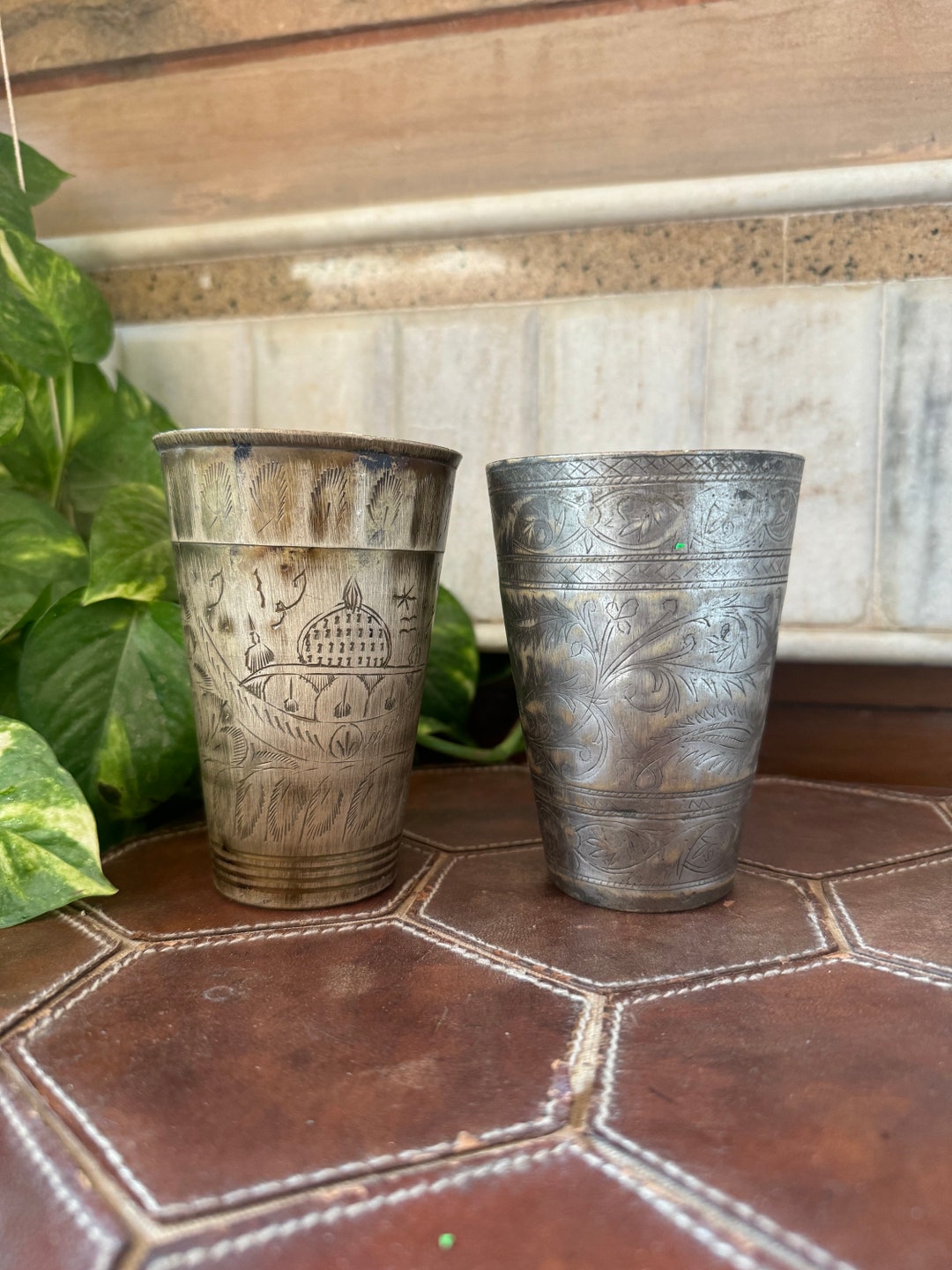 Brass Lassi Cup With Intricate Floral Pattern, India Handmade Brass ...
