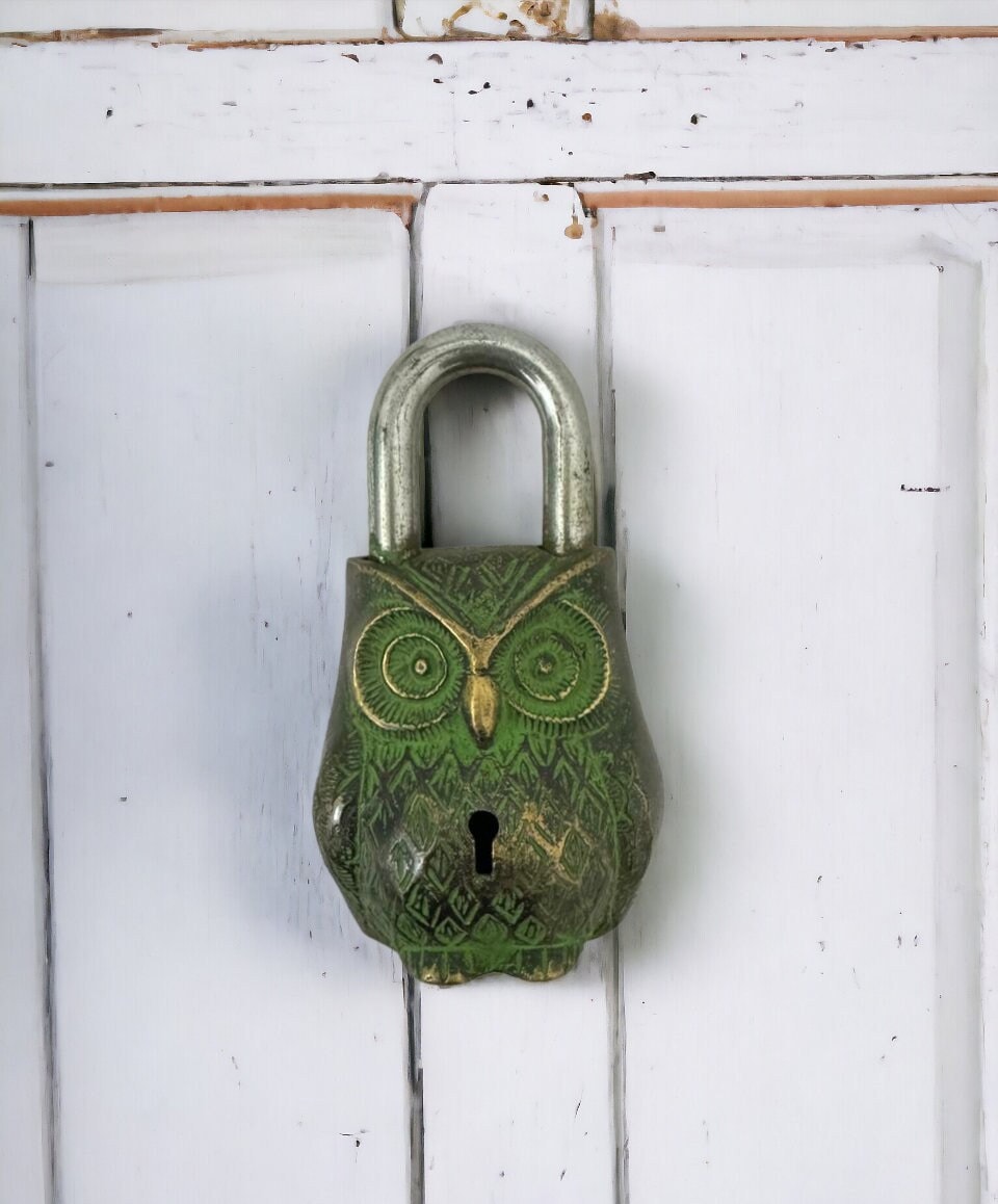 Brass Vintage Owl Pad Lock With 2 Keys, Home and Security Lock ...