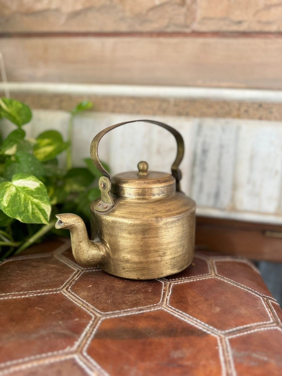 Indian Brass Kettle Serving Chai (tea) Pot Tableware Pot – Traditional ...