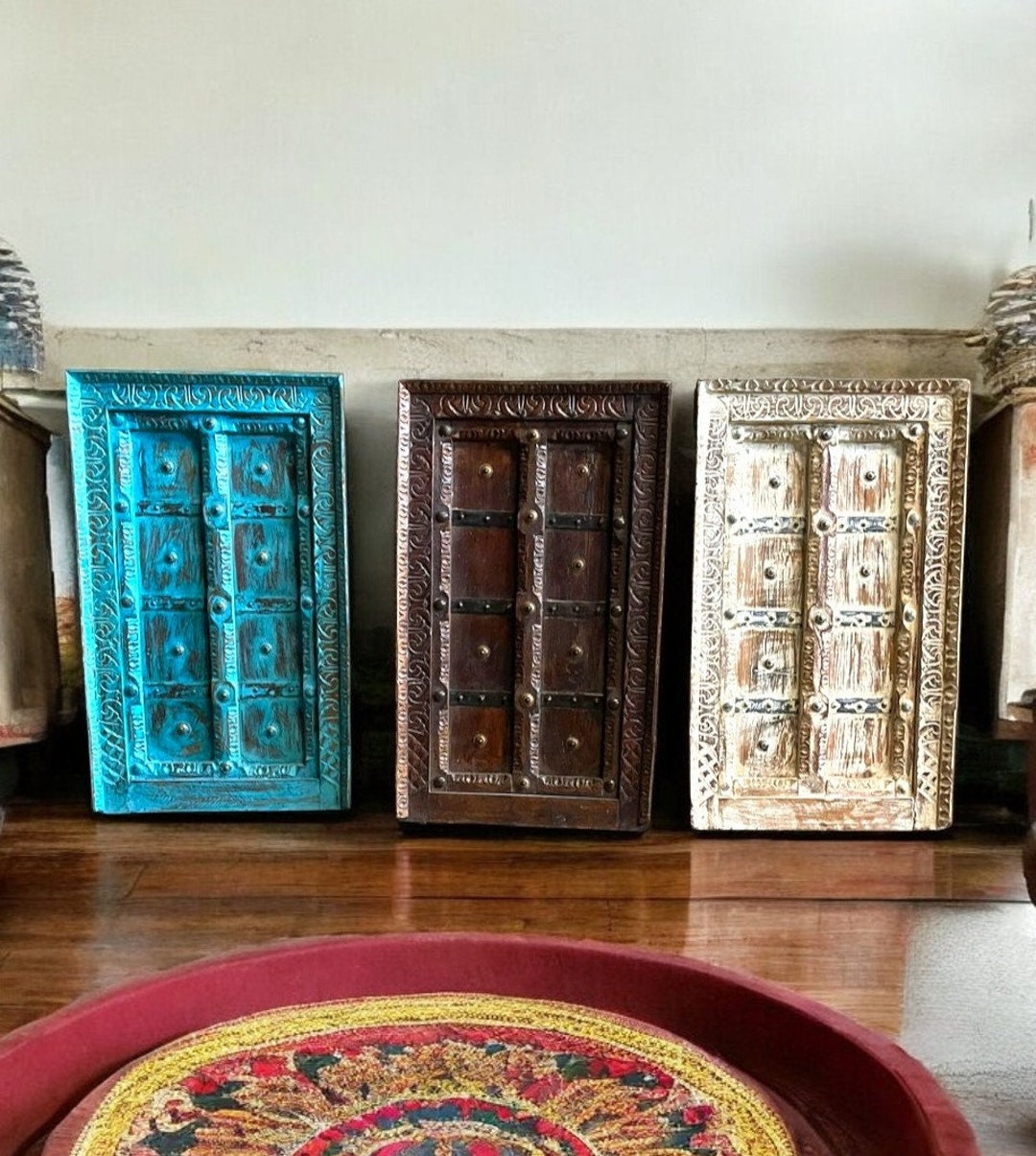 Ethnic Vintage Carved Wood & Brass Work Window/ Handmade Window/window ...