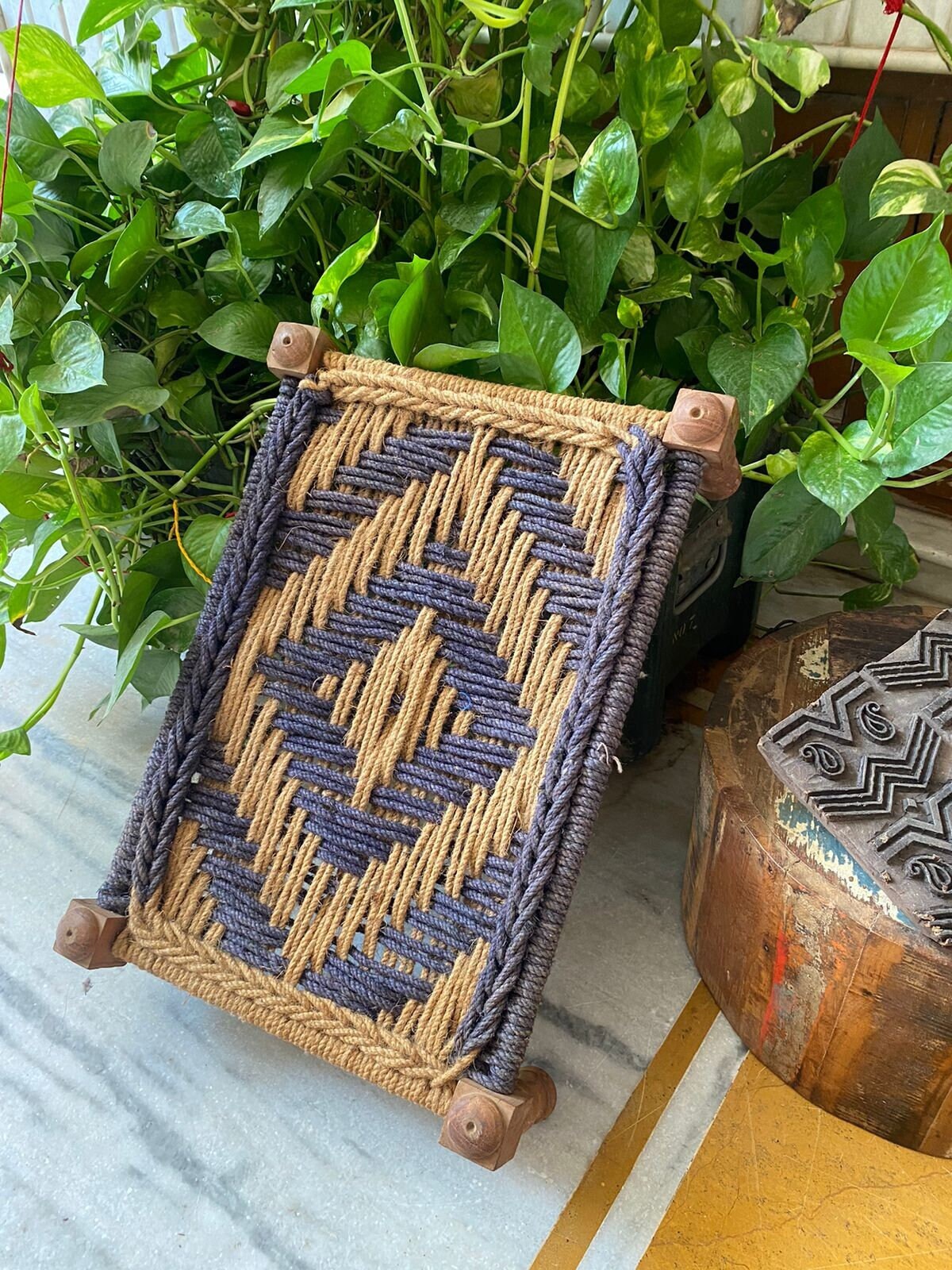 Wood Woven Rope Charpai Hand Carved Indian Home Decor Wooden - Etsy