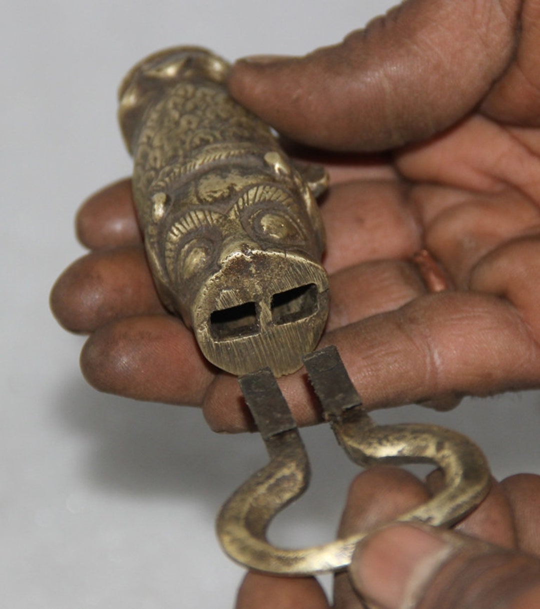 Tricky Door Lock, Vintage Home Decor, Pig Brass Locks & Key, Handmade ...