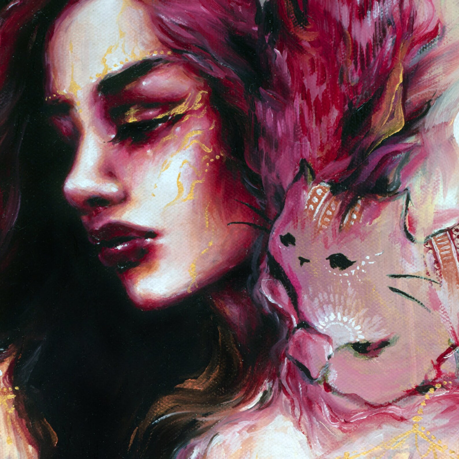 Sunkitten [print] Fine Art Oil Painting, Cats, Sunflowers - Etsy