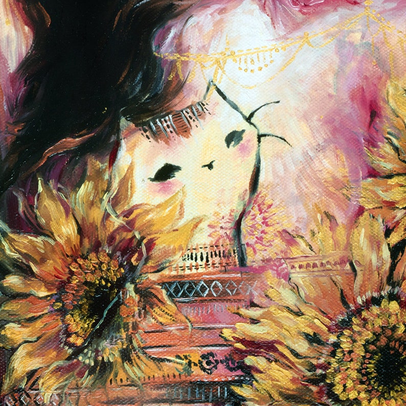 Sunkitten [print] Fine Art Oil Painting, Cats, Sunflowers - Etsy