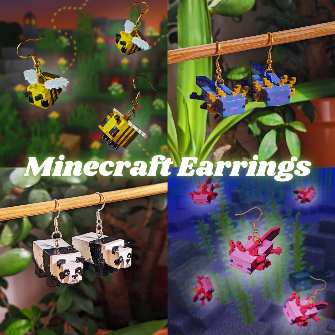Handmade Minecraft Earrings / Minecraft Bee / Minecraft Chicken ...