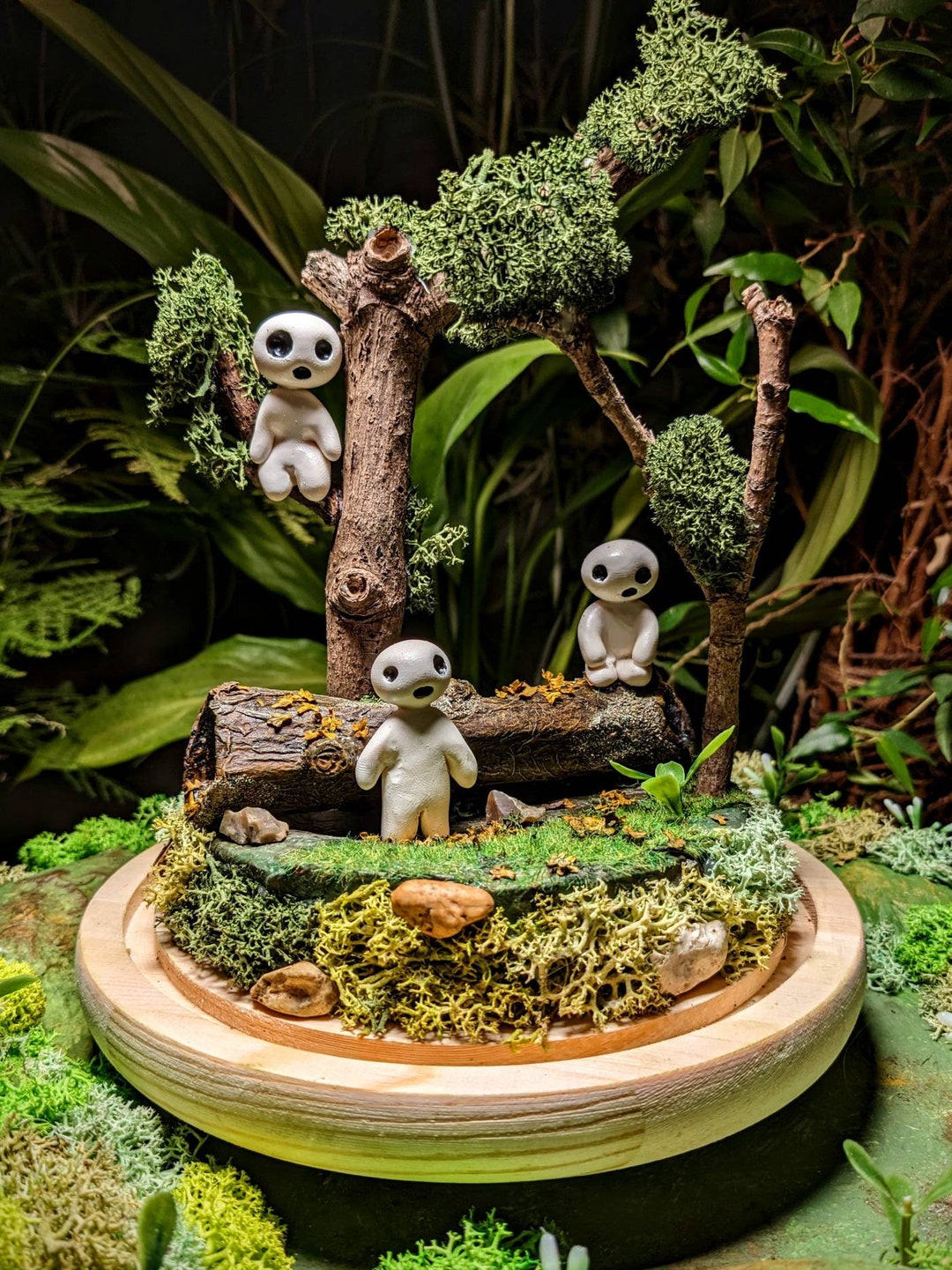Handmade Princess Mononoke Kodama Terrarium With Moss Studio - Etsy UK