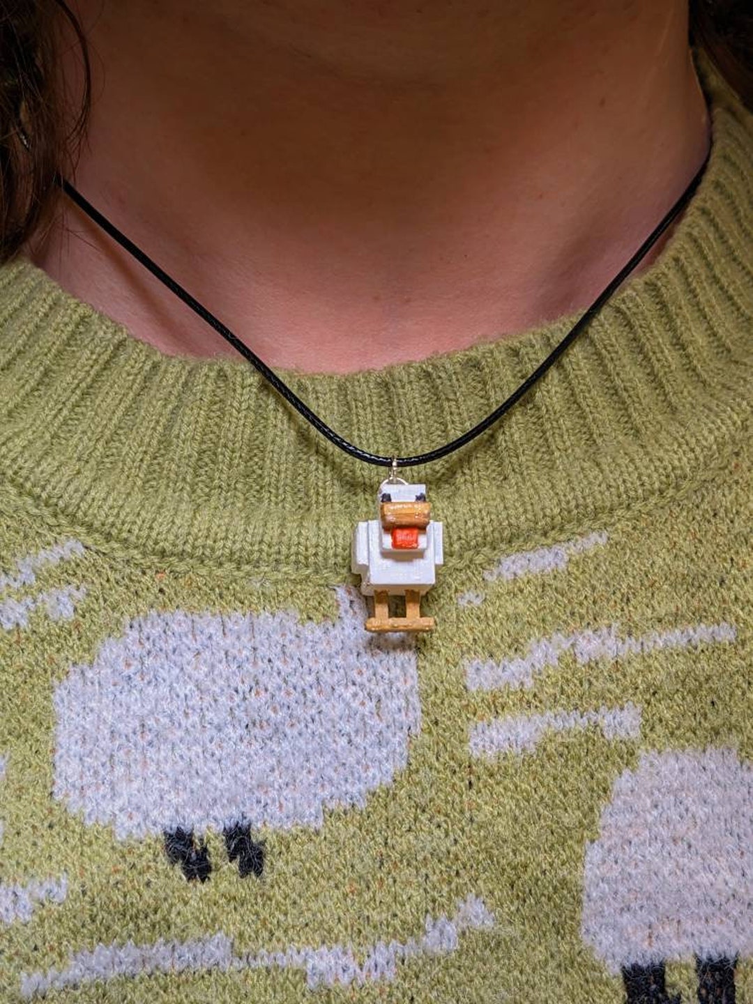 Handmade Minecraft Chicken Necklace 3D Printed and Hand-painted ...