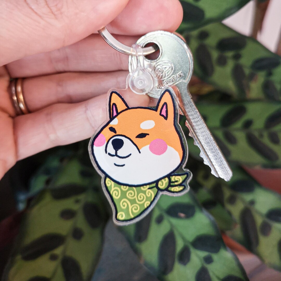 Shiba Head - Japanese Keychain - Shiba Cute Charm - Acrylic One-sided ...