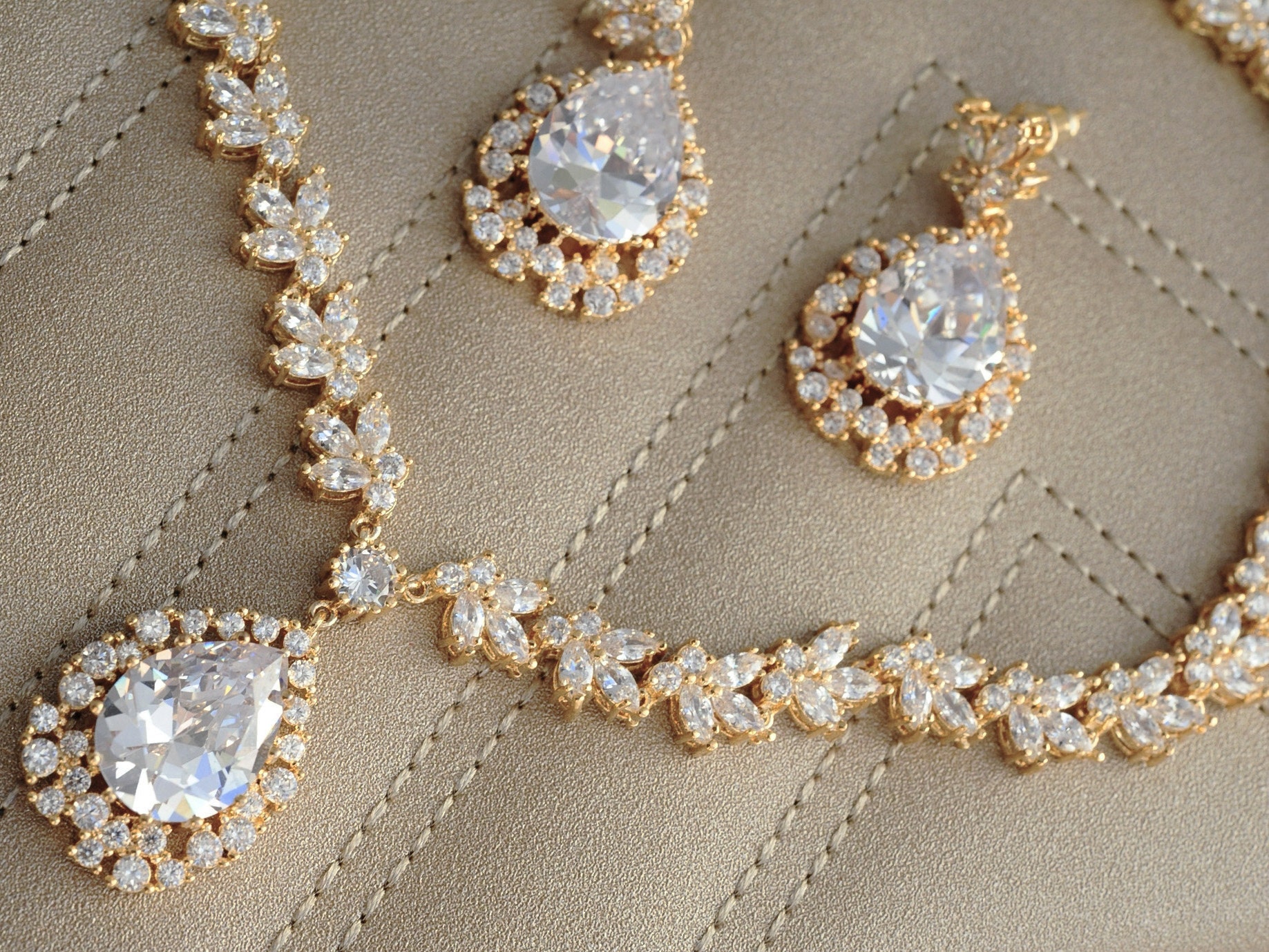 Braut Schmuck Set Gold Schmuck Set Hochzeit Schmuck Set | Etsy