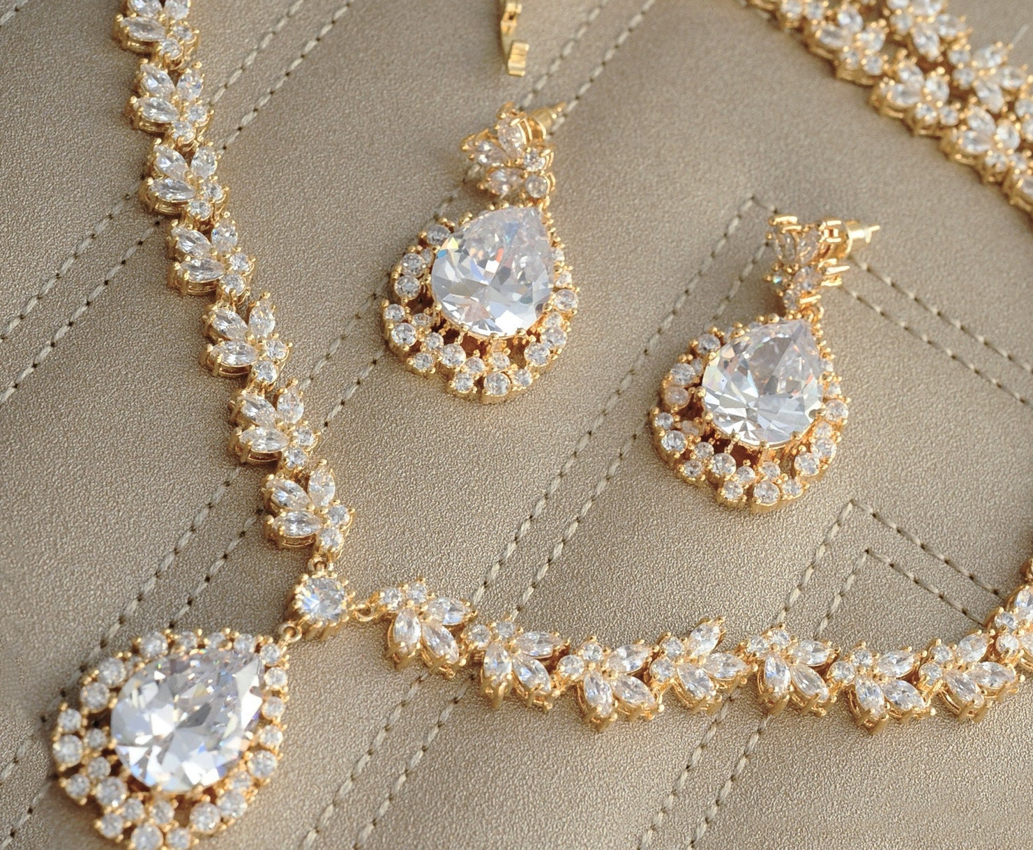 Braut Schmuck Set Gold Schmuck Set Hochzeit Schmuck Set | Etsy