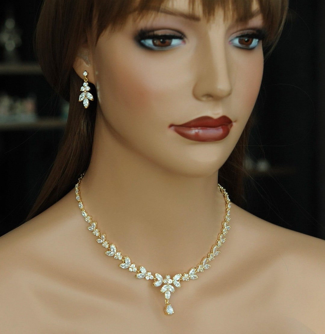 Bridal Jewellery Set Wedding Gold Set for Brides Bridal - Etsy