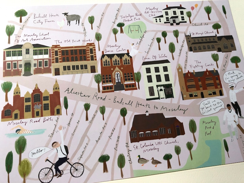 NEW EDITION Illustrated Map of Alcester Road, Balsall Heath to Moseley ...