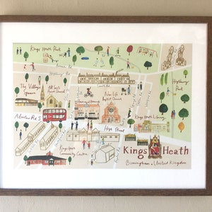 Illustrated Map of Kings Heath, Birmingham, A3 (420x297mm), 350g ...