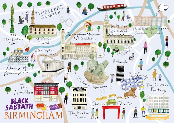NEW EDITION Illustrated Map of Birmingham UK City A3 420 X | Etsy