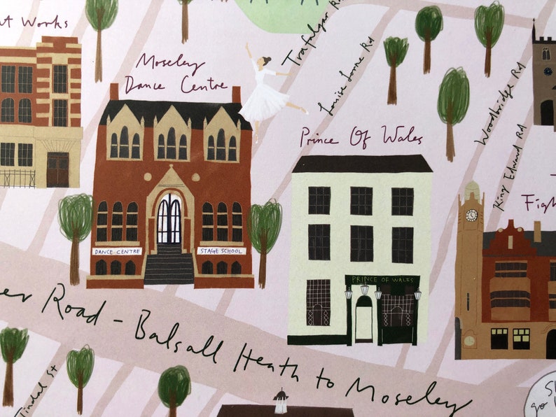 NEW EDITION Illustrated Map of Alcester Road, Balsall Heath to Moseley ...