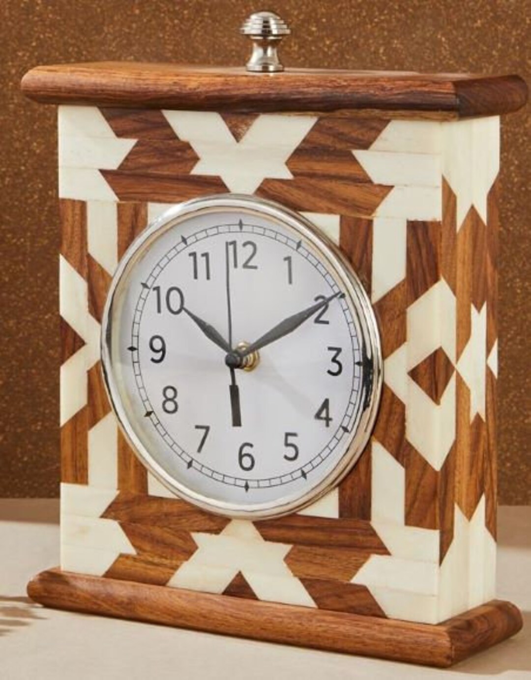 Hand Made Bone & Teak Wood Table Clock - Etsy