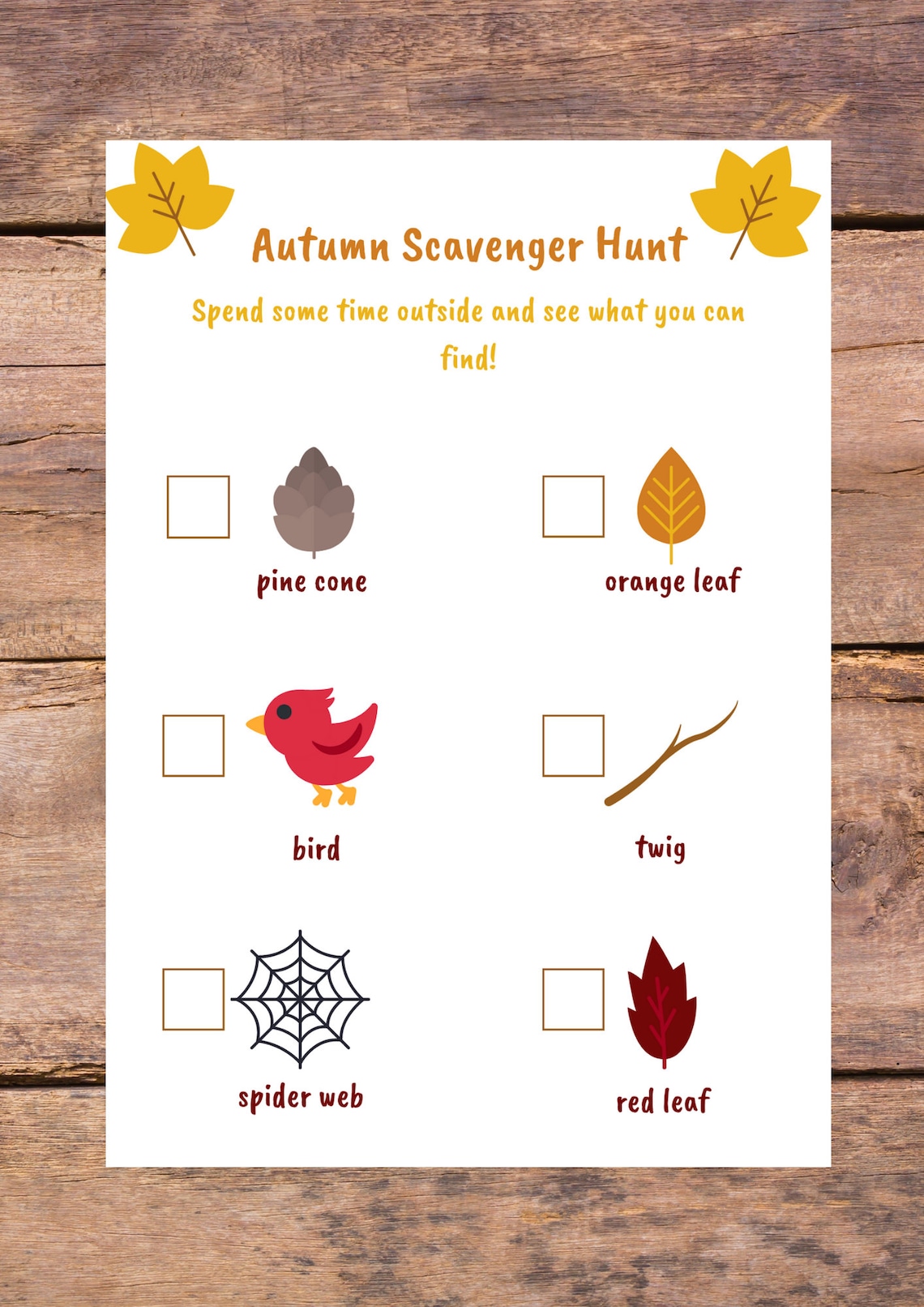 Autumn Scavenger Hunt Printable Instant Download A4 Fall Activity ...