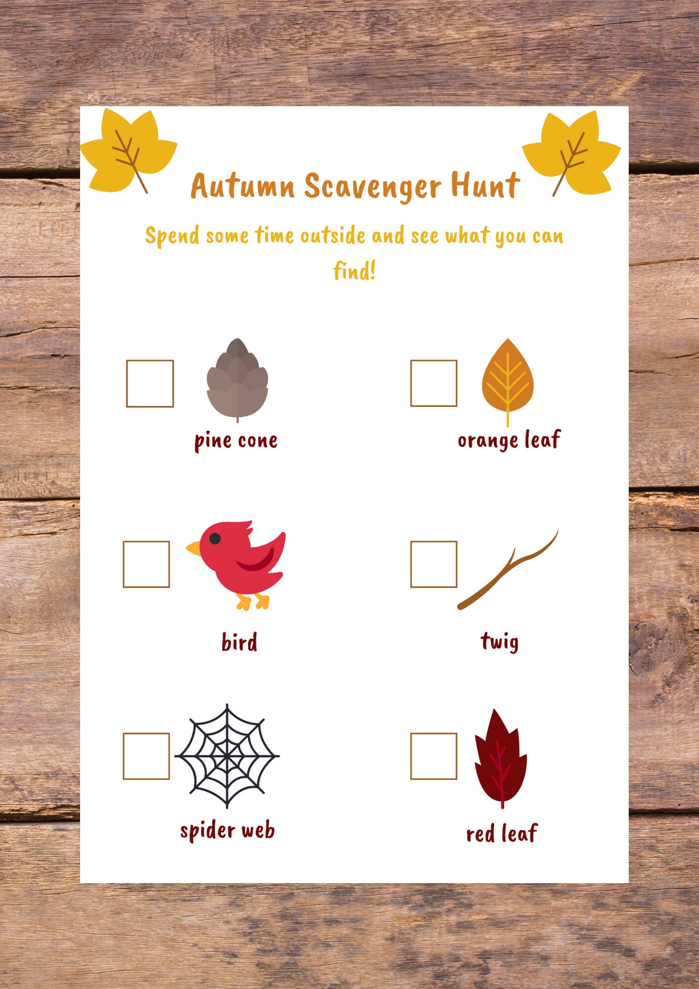 Autumn Scavenger Hunt Printable Instant Download A4 Fall Activity ...