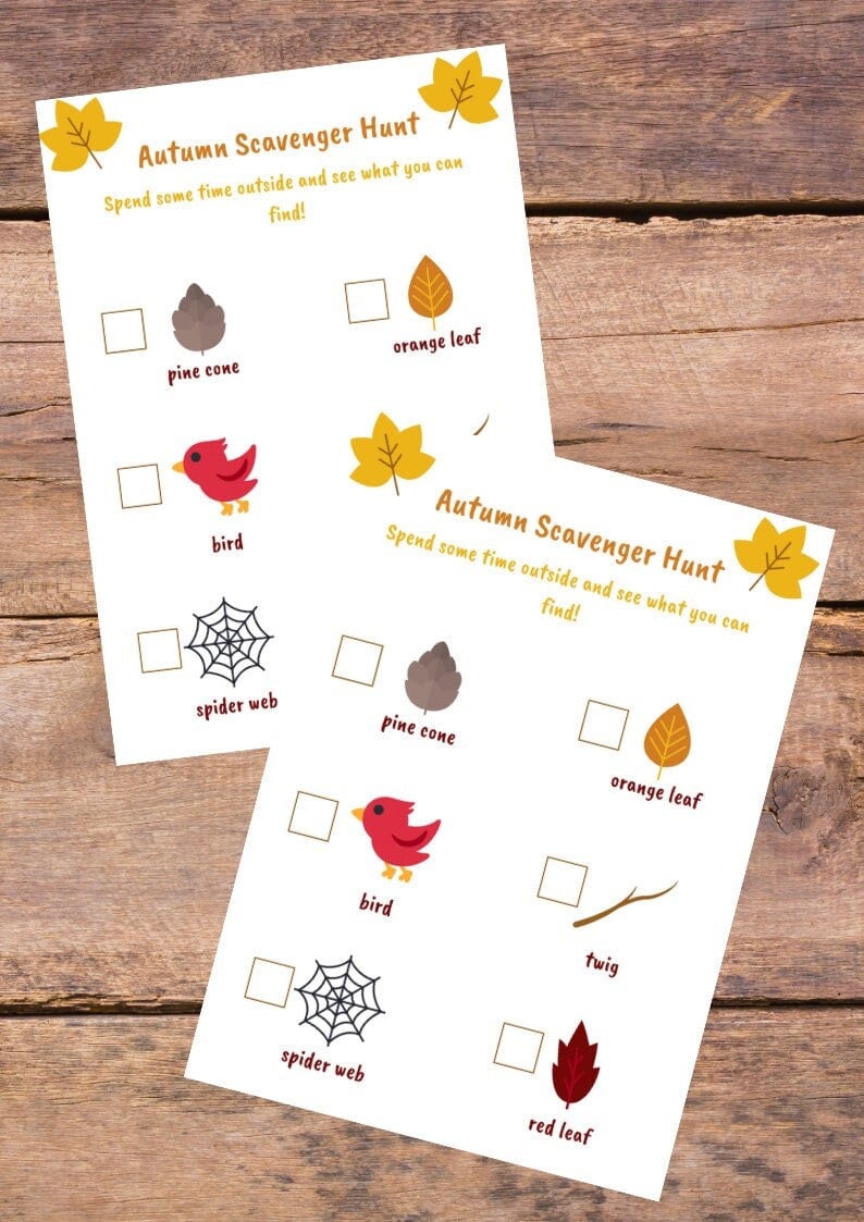 Autumn Scavenger Hunt Printable Instant Download A4 Fall Activity ...