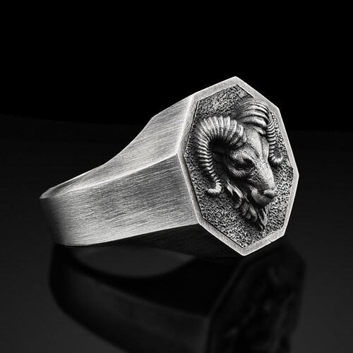 Huge Ram Aries Zodiac Men Ring Silver - Etsy