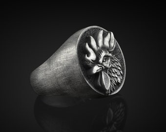 Rooster Signet Ring - Etsy