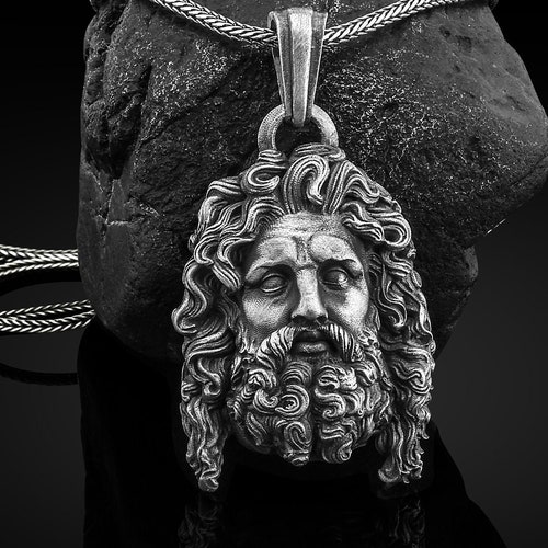 Sterling Silver Zeus Men's Necklace God Zeus Oxdizdized - Etsy