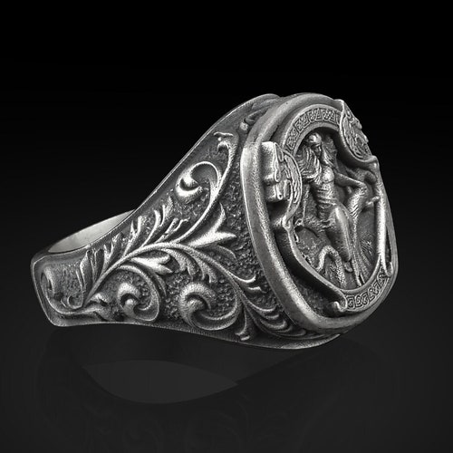 St Michael the Archangel Sterling Silver Square Signet Ring - Etsy