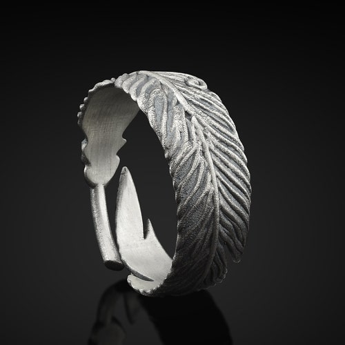 Silver Feather Ring Sterling Silver Men Jewelry Oxidized - Etsy