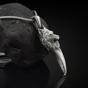 Nordic Wolf Tooth Handmade Sterling Silver Men Charm Necklace - Etsy