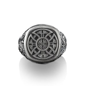 Celtic Knot Cross Signet Ring for Men in Silver Scandinavian - Etsy