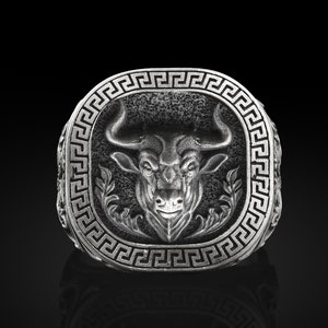 Taurus Bull 925 Silver Animal Ring Sterling Silver Signet - Etsy