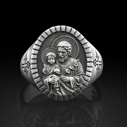 Handmade Saint Joseph Signet Ring for Men Christian Saint - Etsy