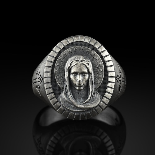 Handmade Virgin Mary Miraculous Signet Ring for Mens Holy - Etsy
