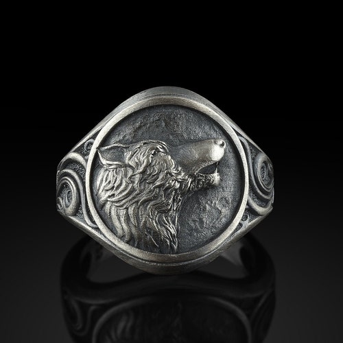 Alpha Wolf Signet Man Ring Handmade Silver Wolf Men Ring 925 - Etsy