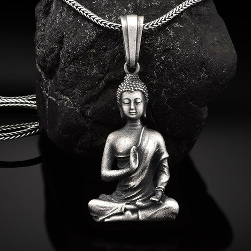 Sterling Silver Buddha Men's Necklace Mens Gift Buddha - Etsy