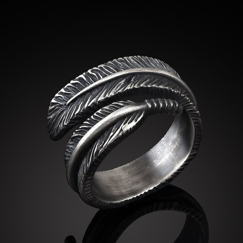 Silver Feather Ring Sterling Silver Men Jewelry Oxidized | Etsy