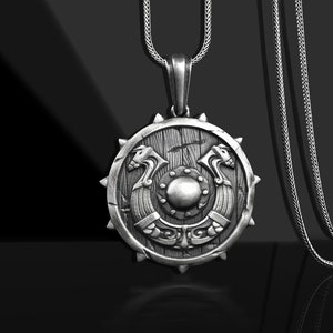 Viking Shield With Drekar Necklace Norse Mythology Shield - Etsy