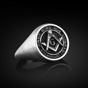Masonic Pinky Signet Ring in Silver Freemason Ring for - Etsy