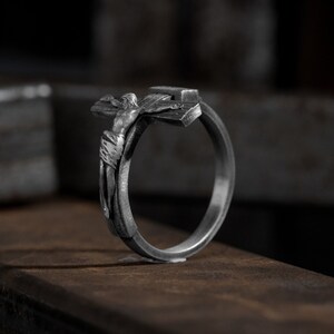 Jesus Christ Crucifix Cross Christian Band Ring in Sterling Silver ...